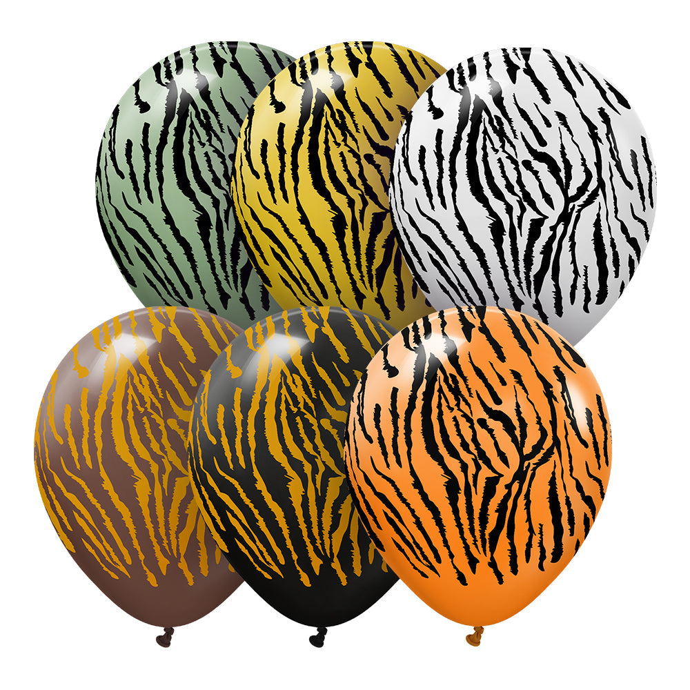 12in Kalisan Tiger Assortment 6 Pk Latex Balloons 21258895
