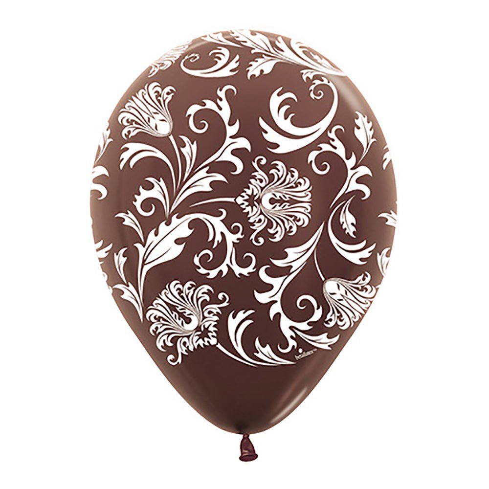 11 in Sempertex Damask Metallic Chocolate Balloons 53659 - LA Balloons