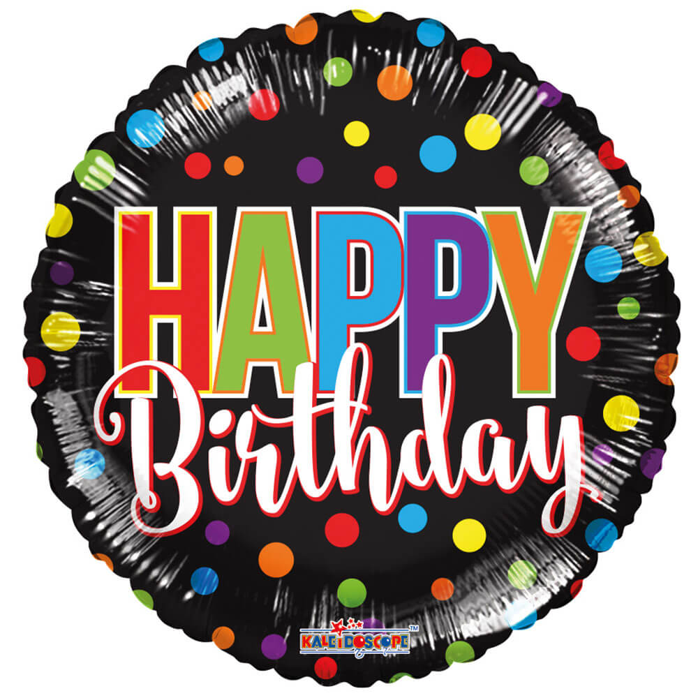18in Kaleidoscope Happy Birthday Dots Gellibean Balloon