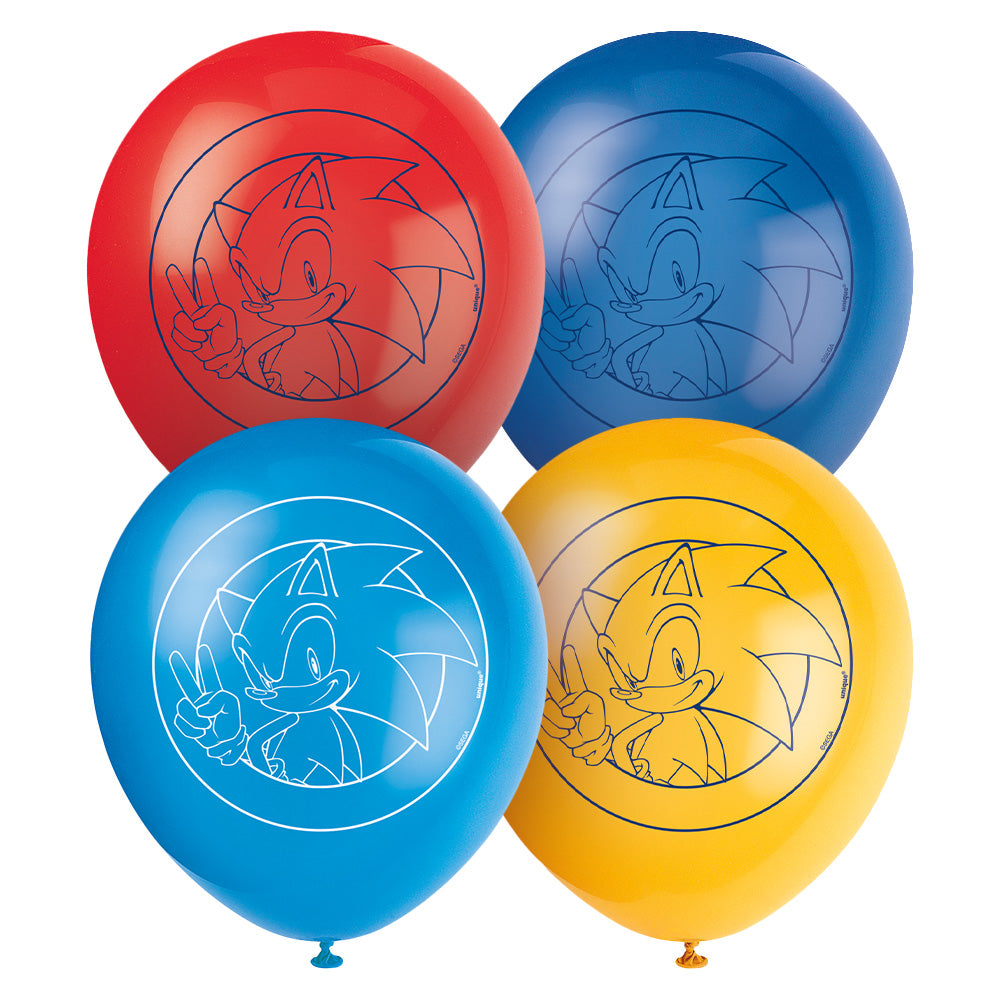 12 Inch Unique Sonic The Hedgehog 8 Pk Latex Balloons 21837