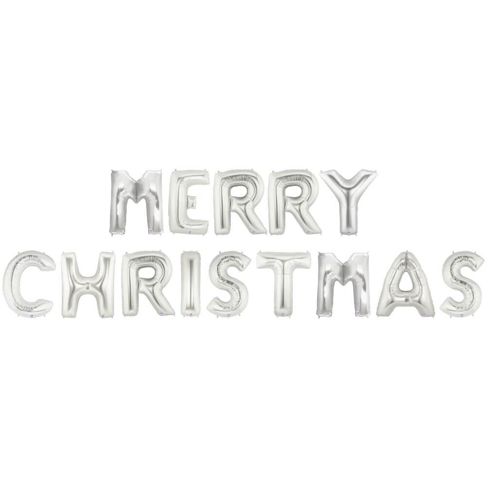 40 in Betallic Merry Christmas Megaloon Letters Kit Balloon - LA Balloons