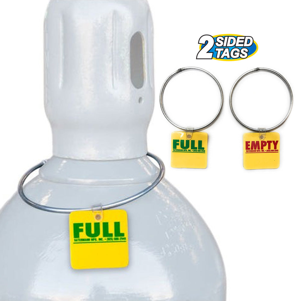 Cylinder Tank Status Tags - Empty / Full With Steel Ring