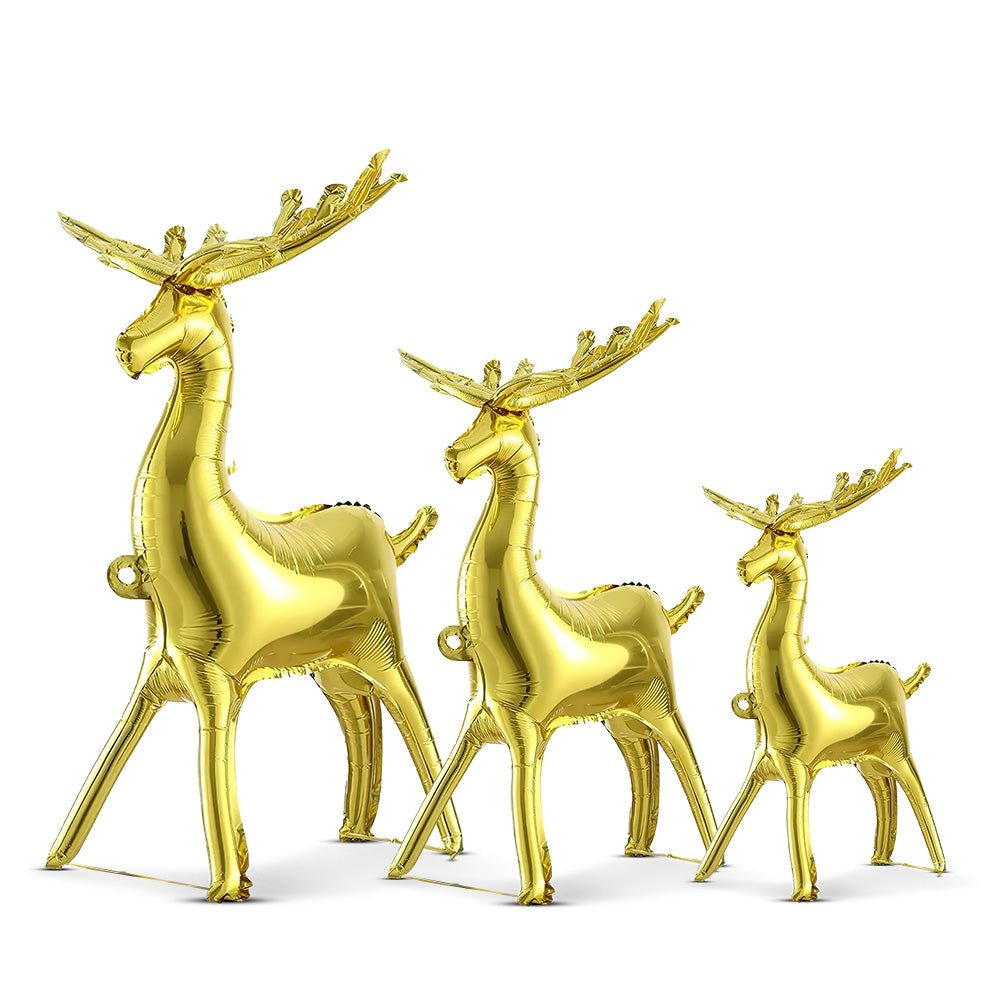 LA Balloons Metallic Gold 3D Standing Reindeer Foil Balloon
