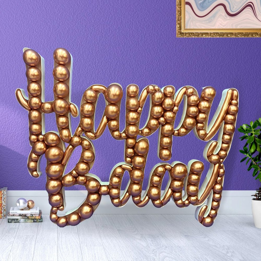 47 inch Nikoloon Script Happy B Day Mosaic Frame 88216 - LA Balloons