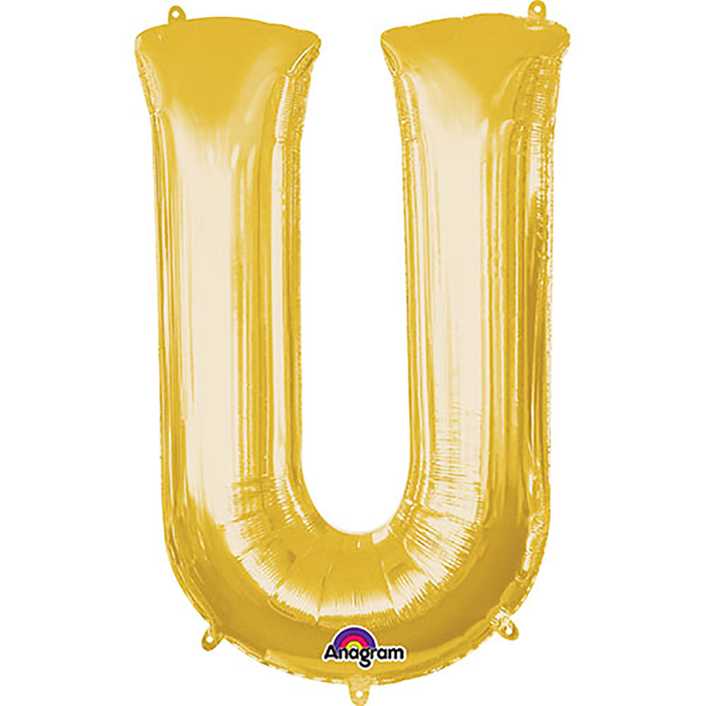 34 inch Anagram Letter U - Gold Foil Balloon - 32988