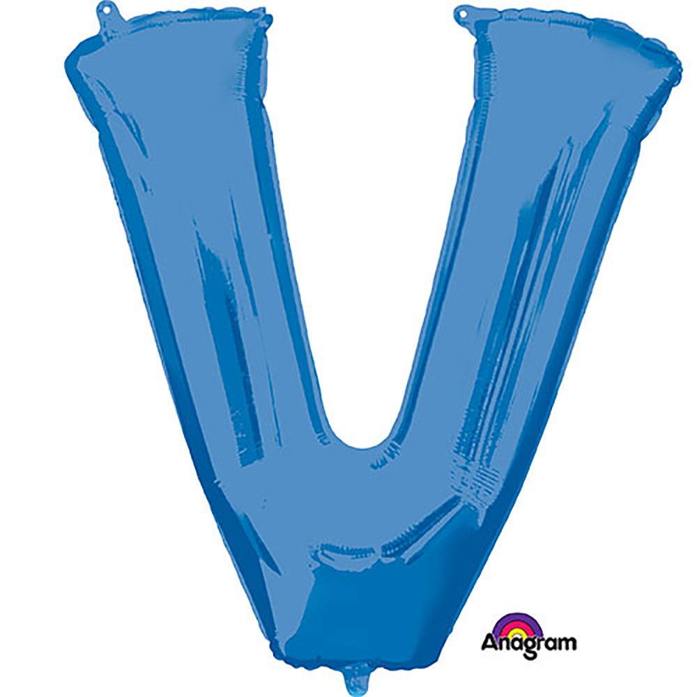 34 inch Anagram Letter V - Blue Foil Balloon - 35443