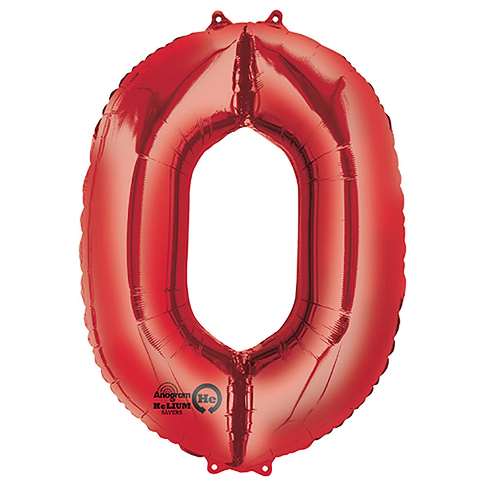 34 inch Anagram Number 0 - Red Foil Balloon - 28271