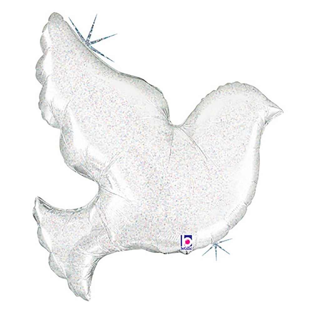 34 inch Betallic Pearl White Dove Foil Balloon - 35124