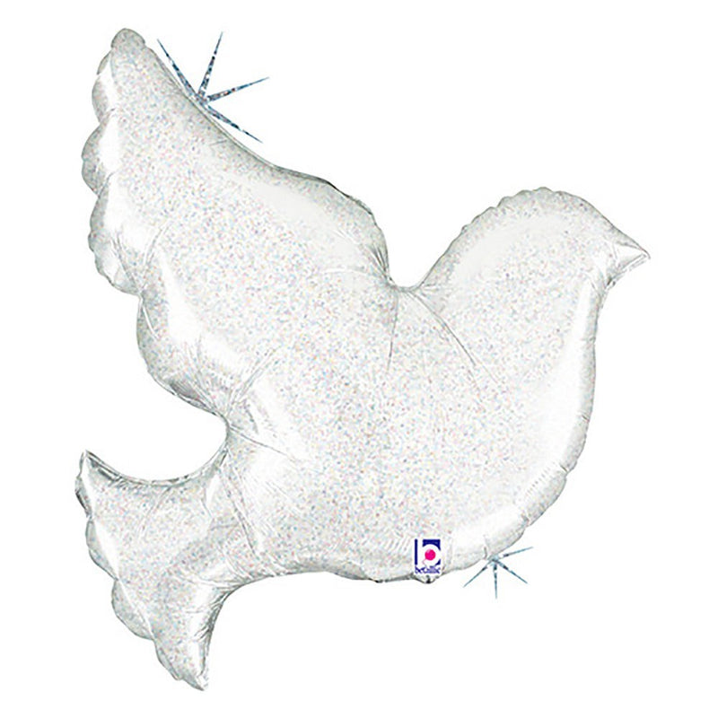 34 inch Betallic Pearl White Dove Foil Balloon - 35124
