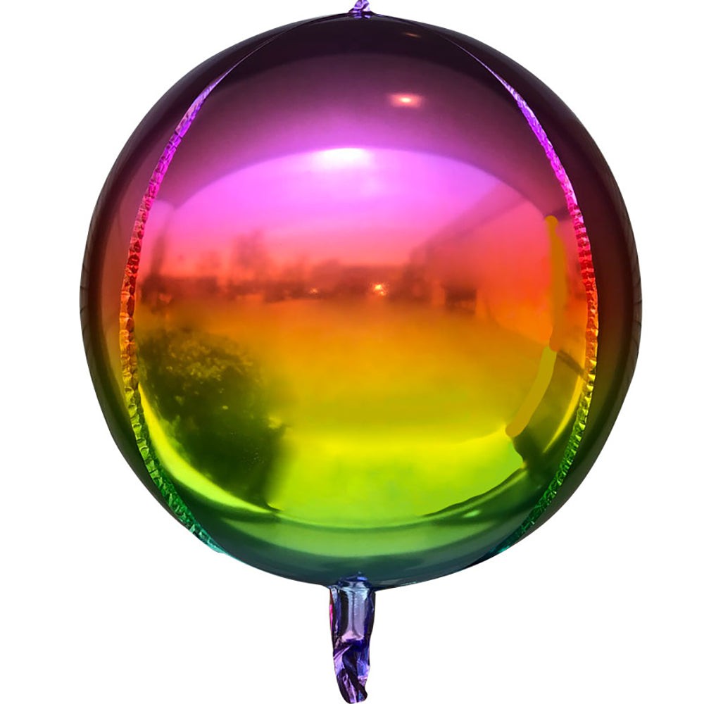 3D Sphere - Metallic Rainbow Foil Balloon