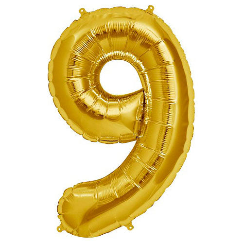 34 inch Northstar Number 9 - Gold Foil Balloon - 00113