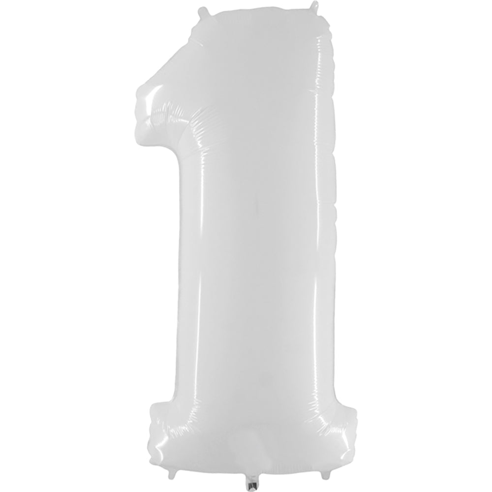 40 inch LA Balloons Number 1 - White Foil Balloon - 14376