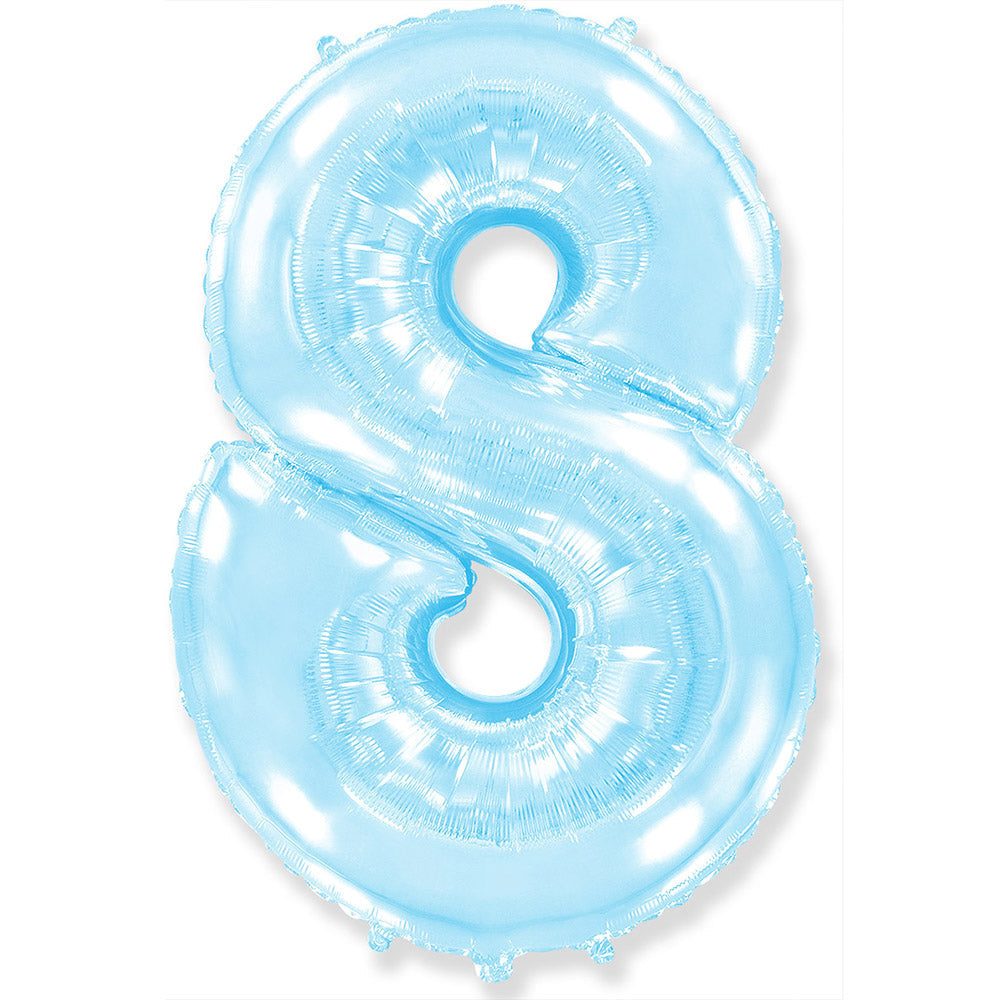 42 inch LA Balloons Number 8 - Pastel Blue Foil Balloon