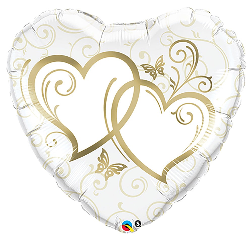 36 inch Qualatex Entwined Hearts - Gold Foil Balloon - 17244